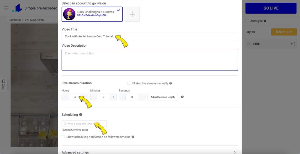 How to stream a pre-recorded video on Youtube Live